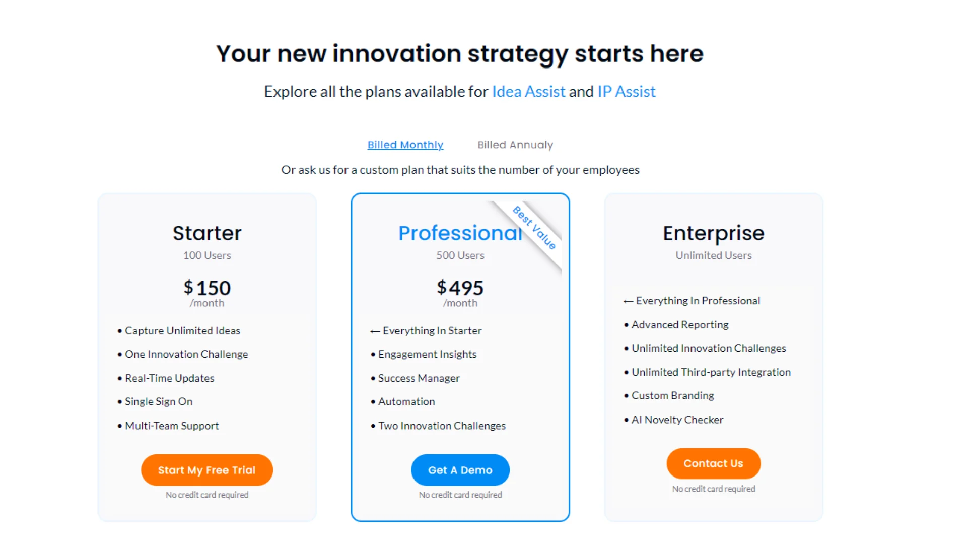 Idea Assist Plans | 30-Day Free Trial